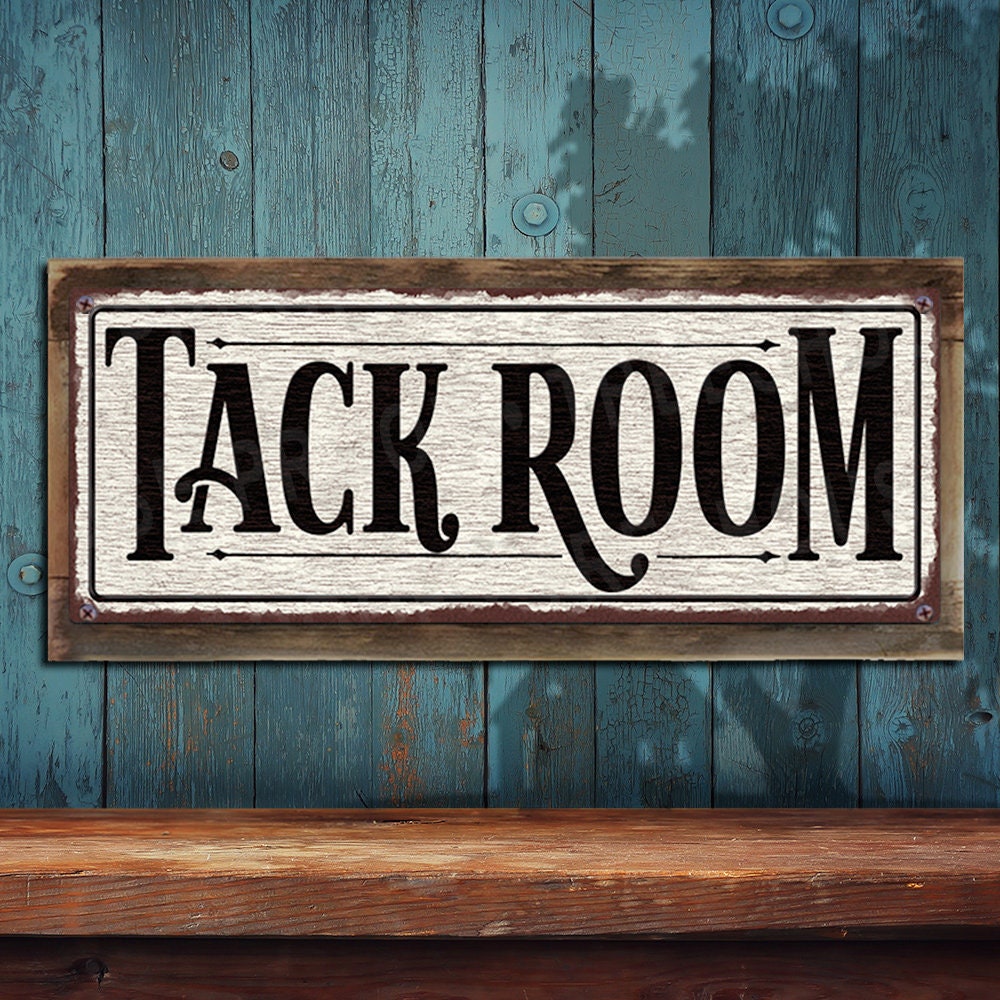 Tack Room Metal Sign Distressed White Rustic Looking - Etsy