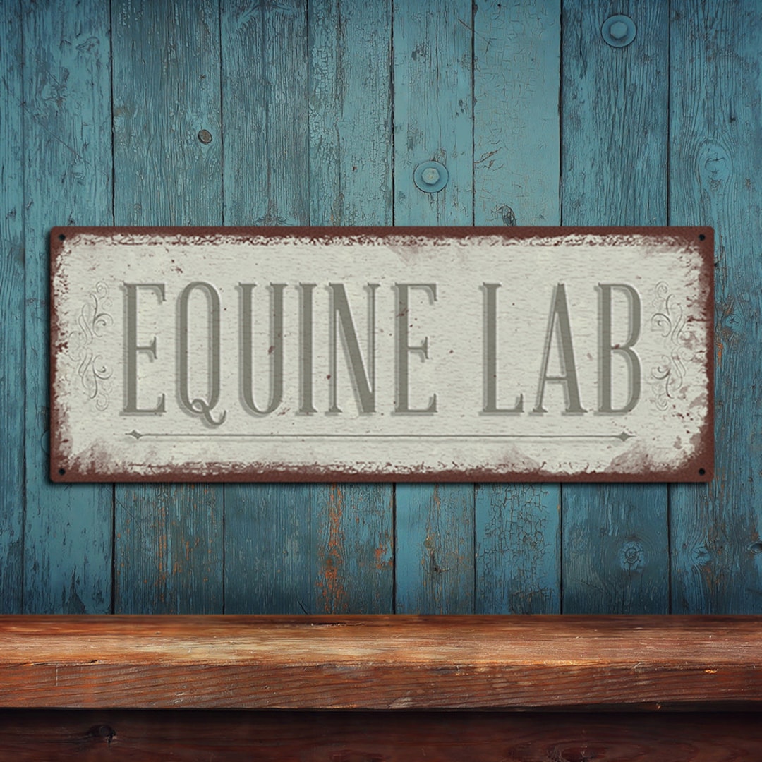 Equine Lab Metal Sign - Antique White Rustic Looking Aluminum Sign ...