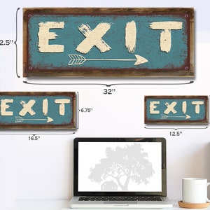 Exit Green Metal Sign Arrow Pointing Right • Rustic Looking ...
