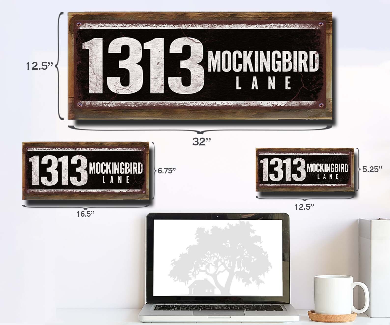 1313 Mockingbird Lane - Custom Address Sign - Rustic Looking Aluminum ...