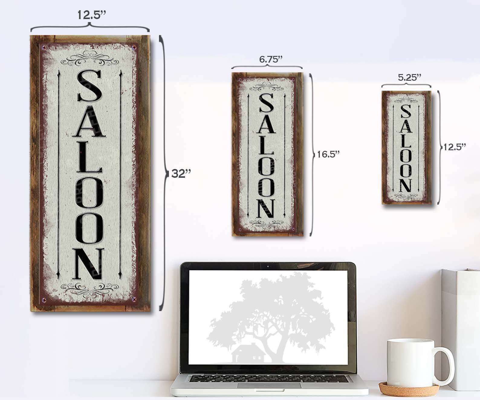 Saloon Sign Vertical Antique White Rustic Looking Aluminum - Etsy