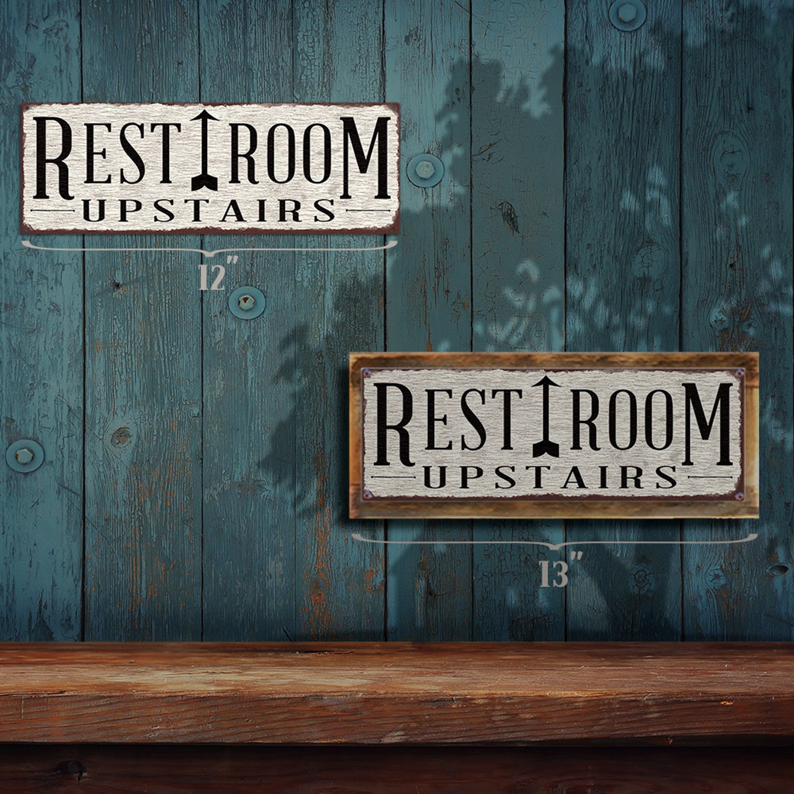 Restroom Upstairs Arrow Pointing up Metal Sign Distressed | Etsy