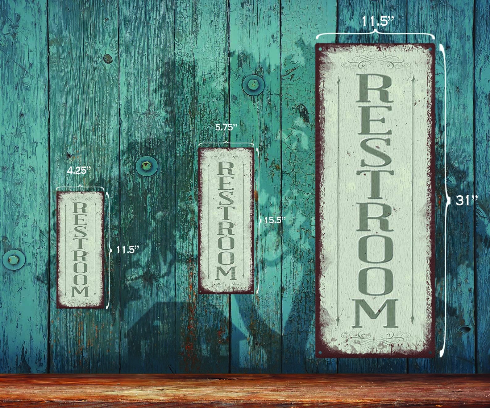 Restroom Sign Vertical Antique White Rustic Looking Aluminum - Etsy