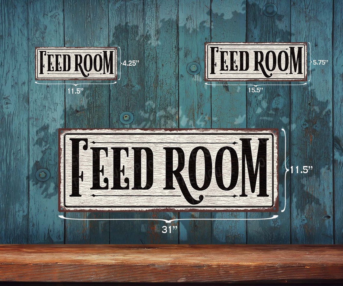 Feed Room Metal Sign Distressed White Rustic Looking - Etsy