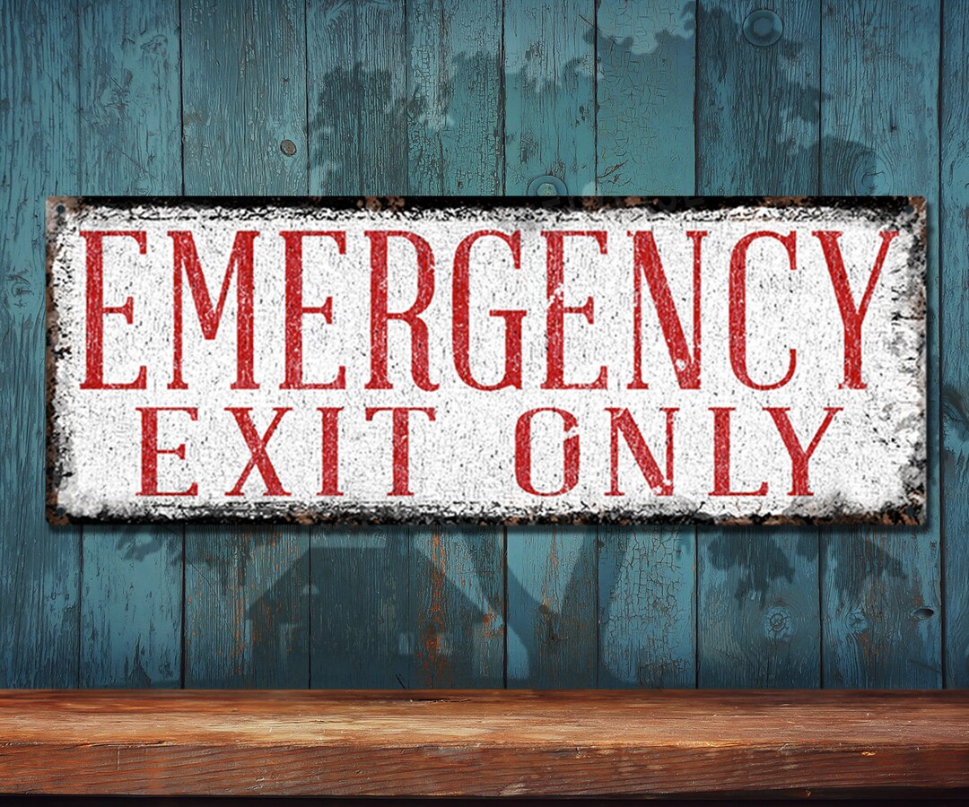 Vintage Red Emergency Exit Sign Rustic Looking Metal Sign ...