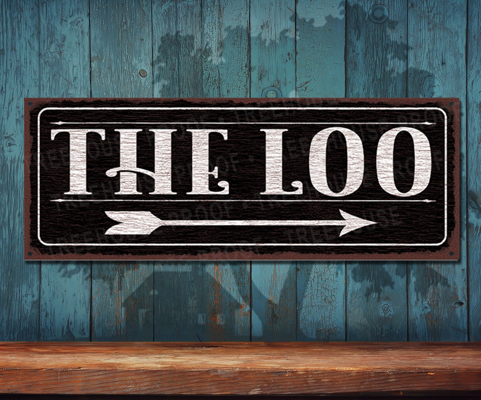 The Loo Arrow Pointing Right Rustic Looking Aluminum Sign - Etsy