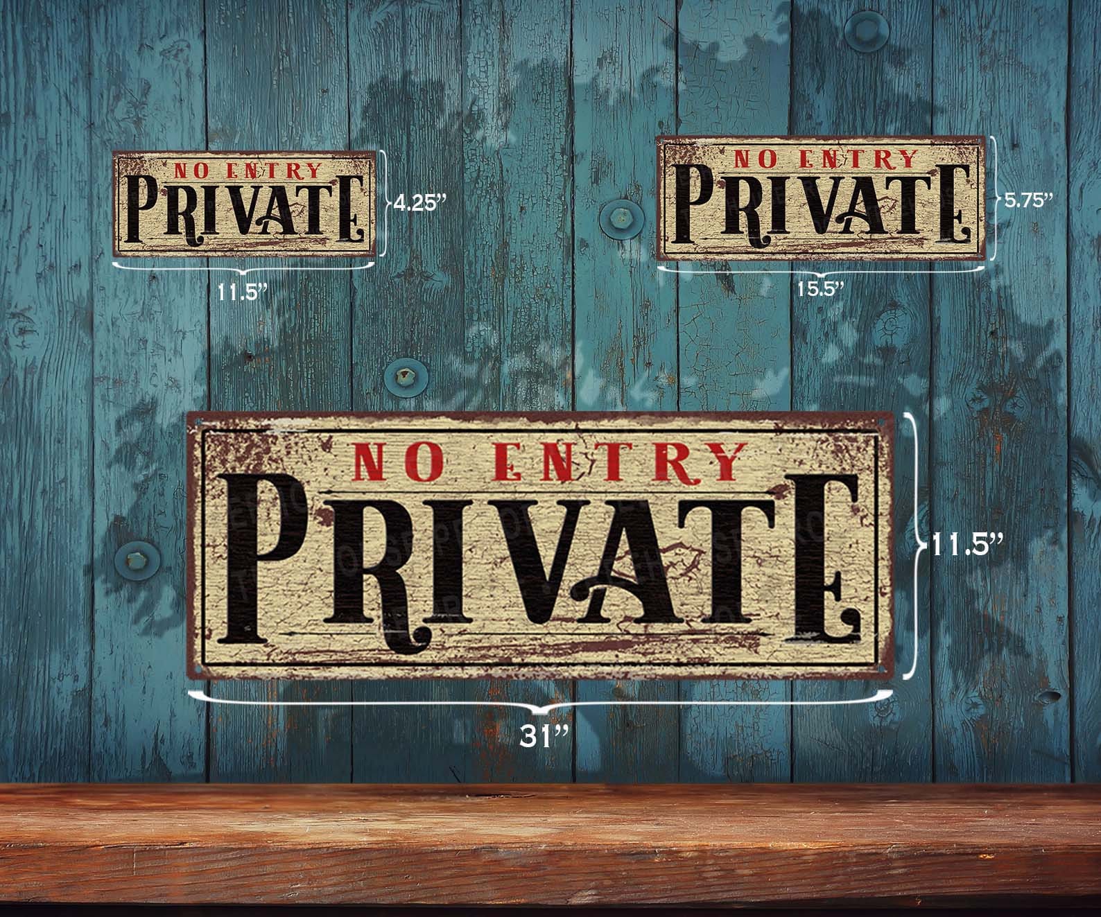 Private No Entry Metal Sign - White Rustic Looking Aluminum - Color ...