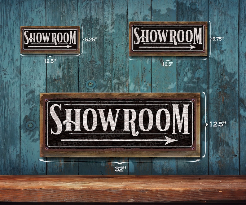 Showroom Sign Right Arrow • Black Rustic Looking Aluminum Sign ...