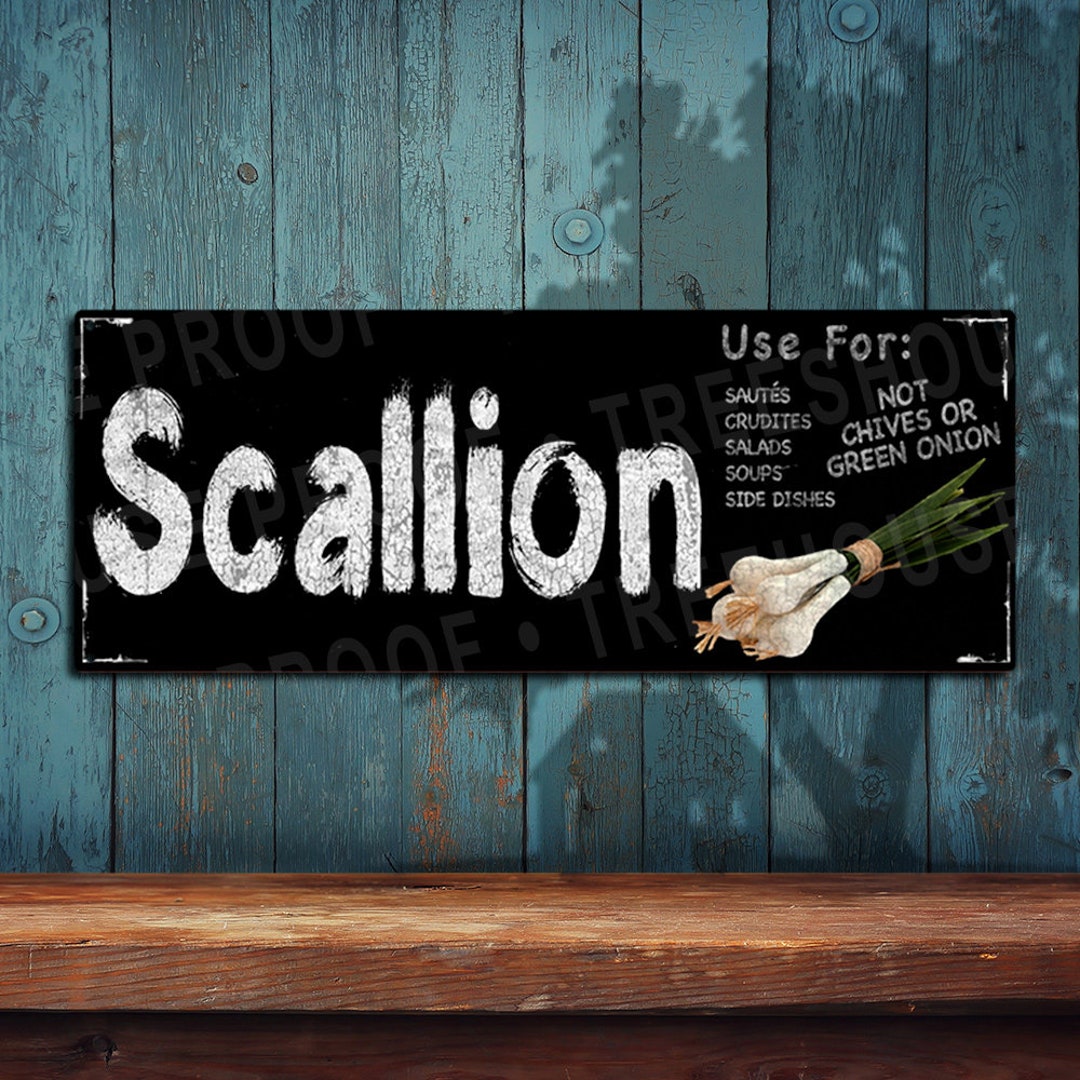 Scallion Metal Kitchen Sign - Rustic Chalkboard Looking Aluminum Sign ...