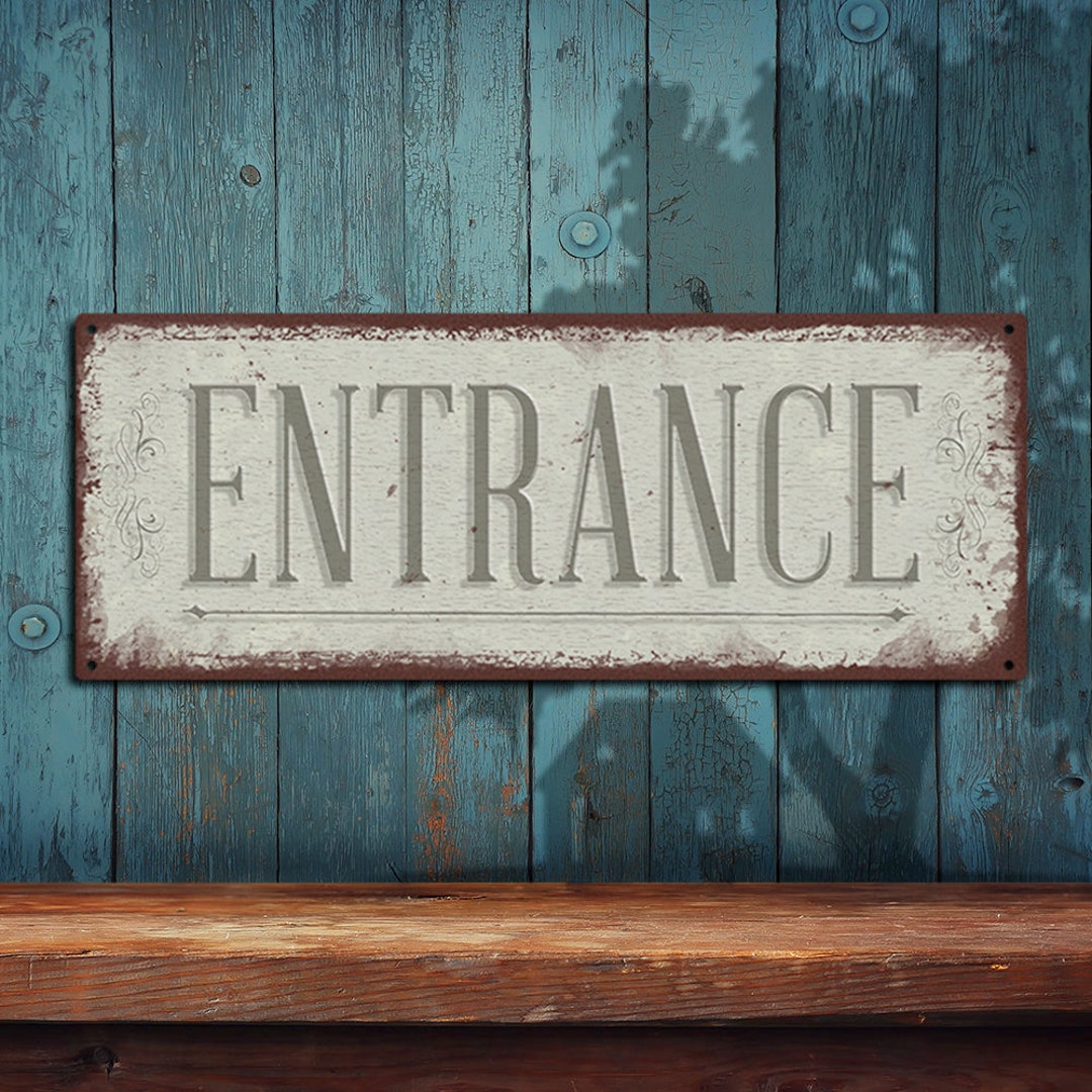 Entrance Sign - Distressed White Rustic Looking - Customizable - Color ...