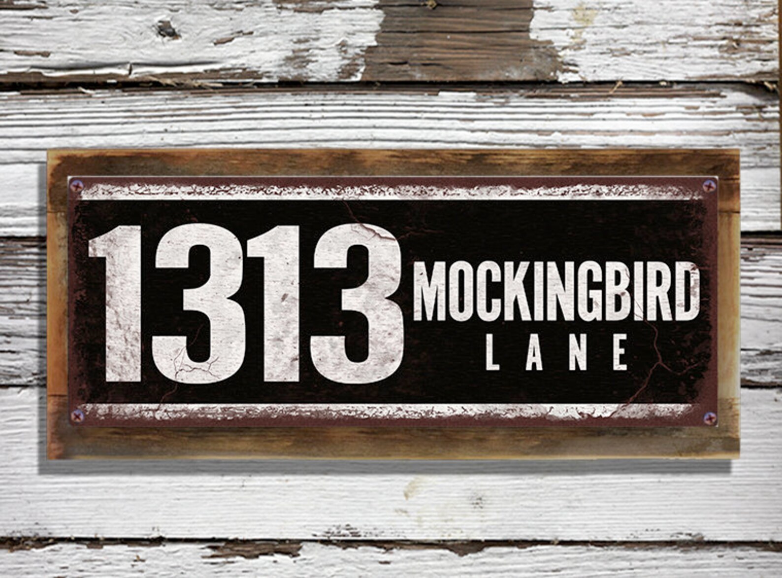 1313 Mockingbird Lane - Custom Address Sign - Rustic Looking Aluminum ...