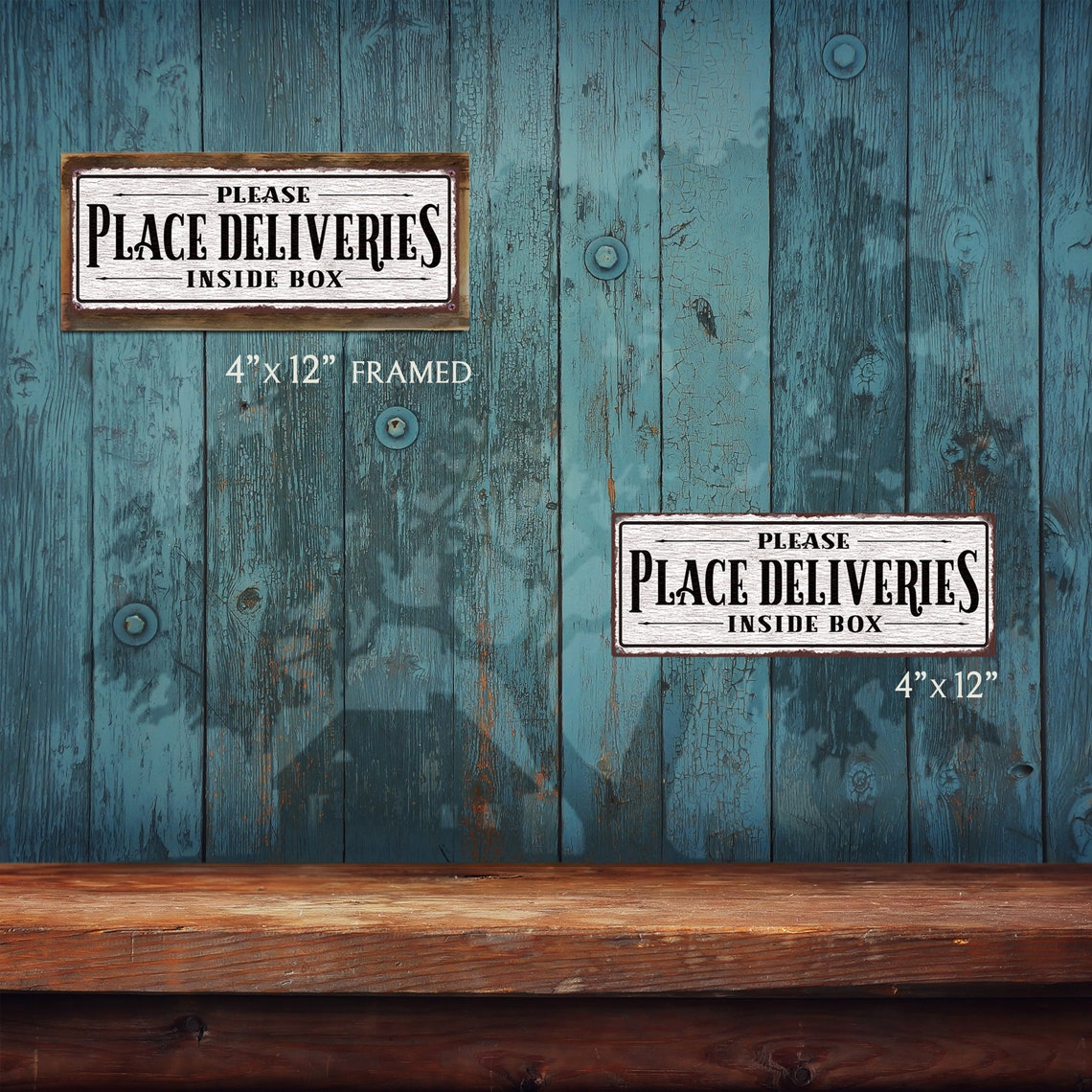 Place Deliveries Inside Box Metal Sign White Vintage Looking - Etsy