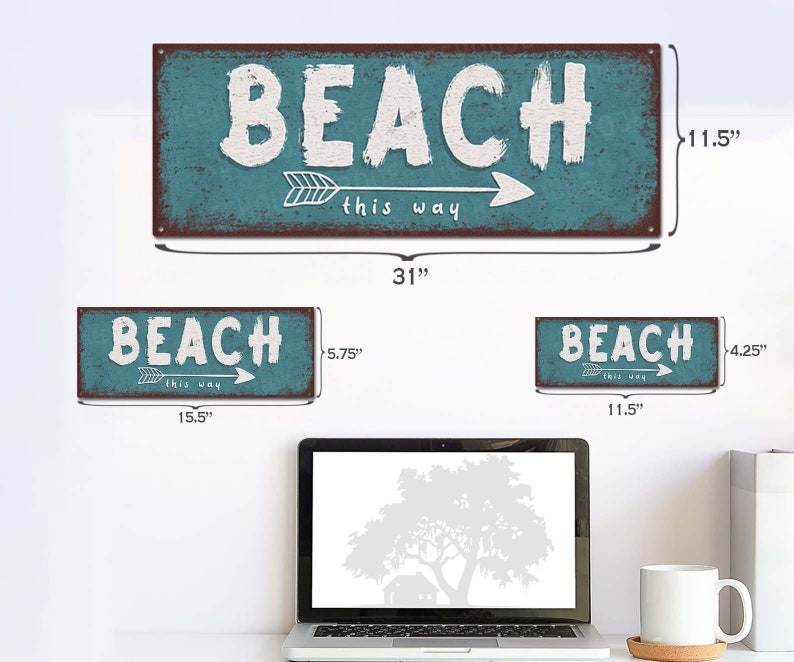 White Beach This Way - Right Arrow - Rustic Looking Metal Street Sign ...