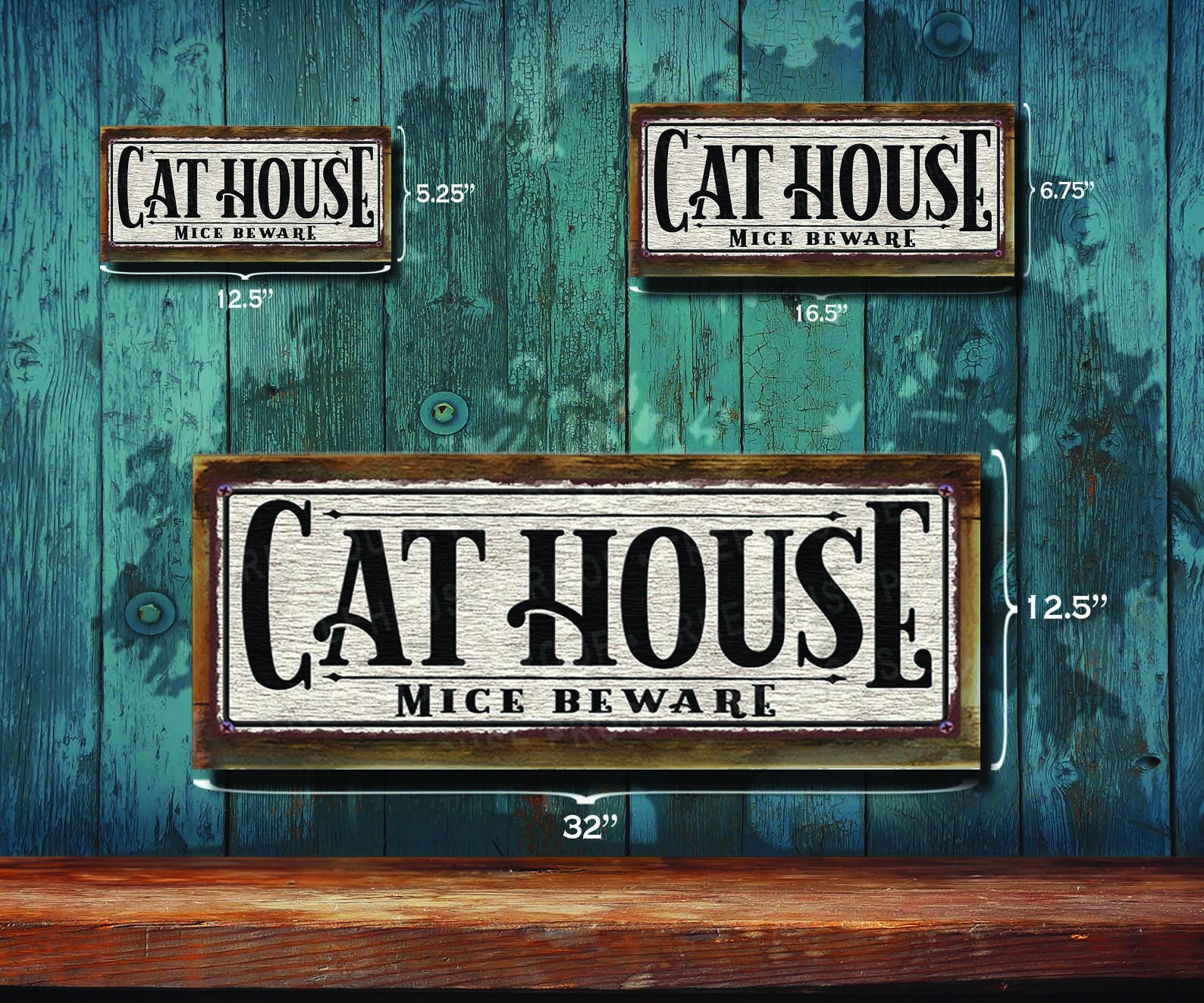 Cat House Mice Beware Metal Sign White Rustic Looking - Etsy