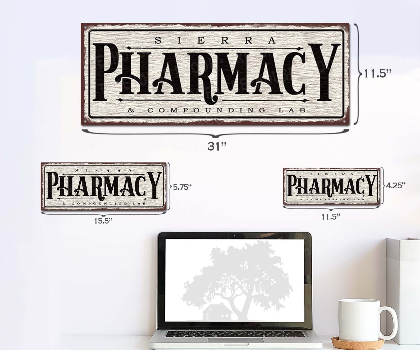 Sierra Pharmacy Vintage Metal Sign Rustic Looking Aluminum - Etsy