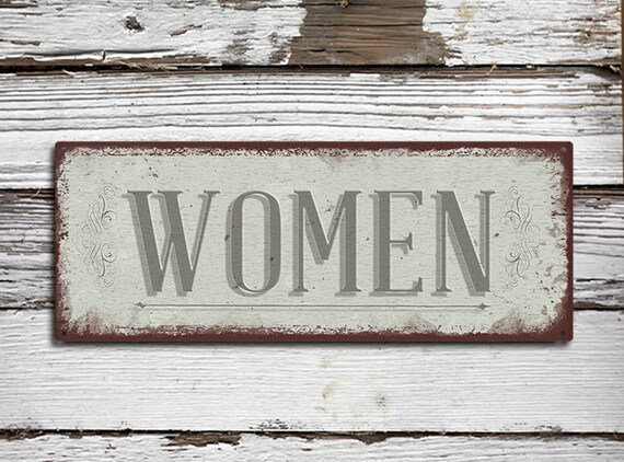 Women Sign Distressed White Rustic Looking Aluminum Restroom - Etsy
