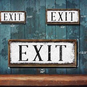Exit Sign Black & White Vintage - Rustic Looking Metal Sign ...