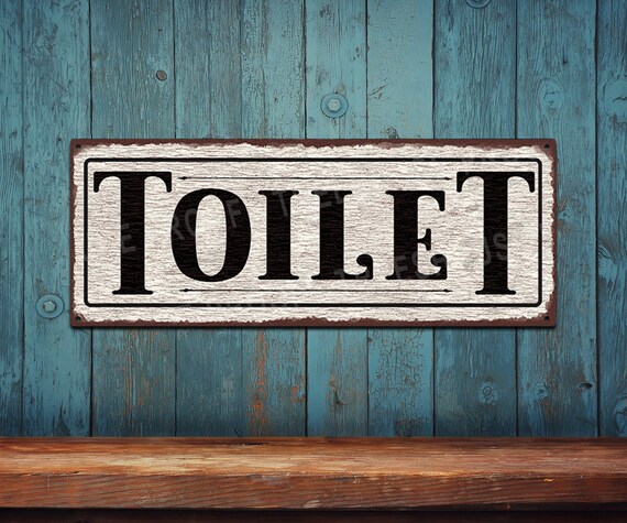Toilet Sign Distressed White Rustic Looking Aluminum Sign - Etsy