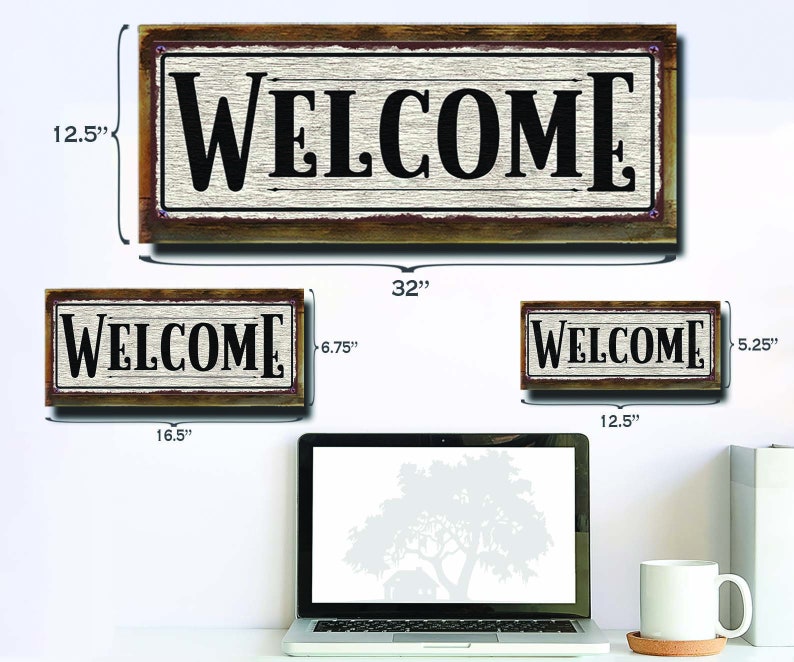 Welcome Metal Sign • Rustic Looking Aluminum - Customizable Color ...