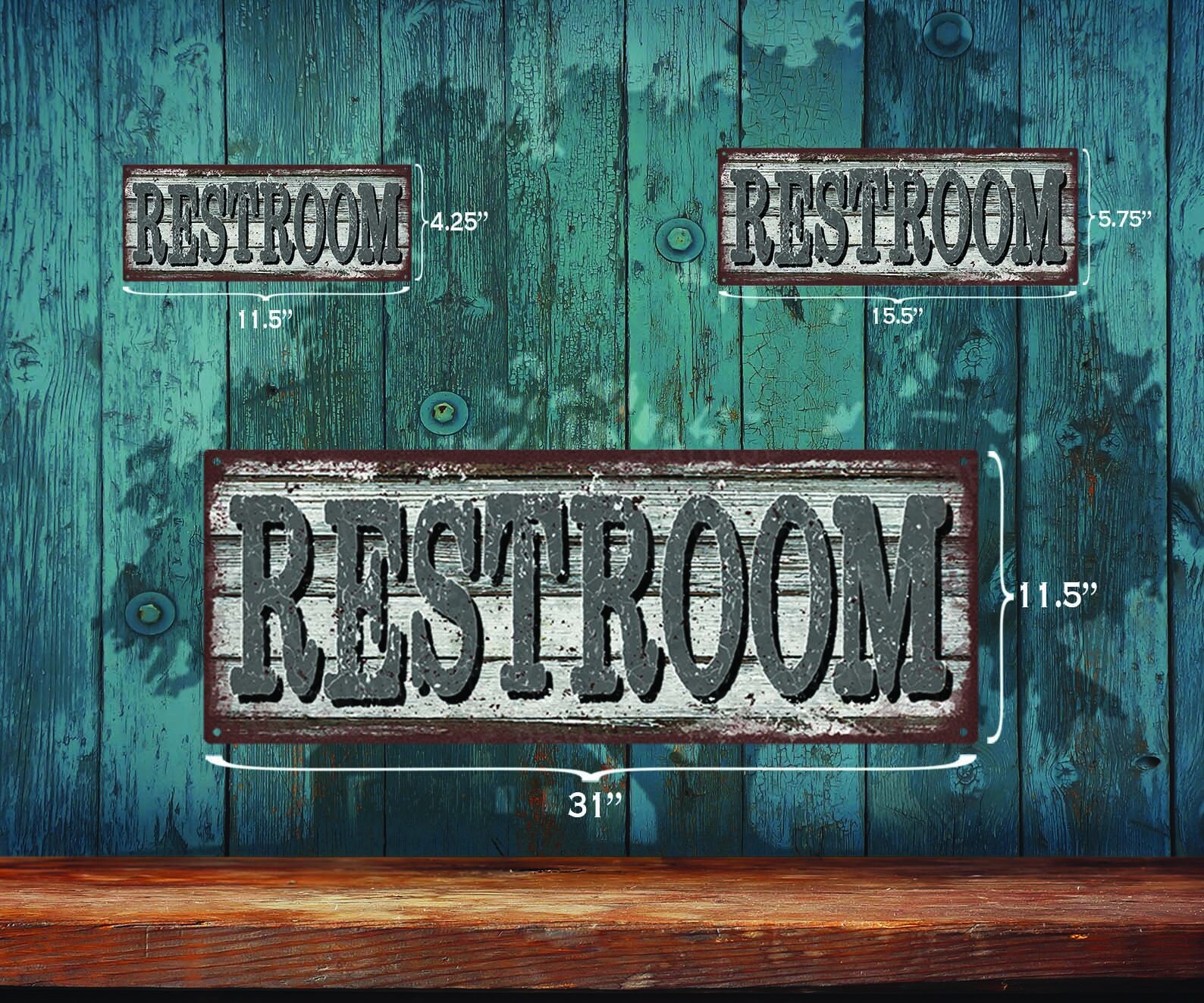 Restroom Wood Look Sign Distressed Wood Looking Aluminum - Etsy