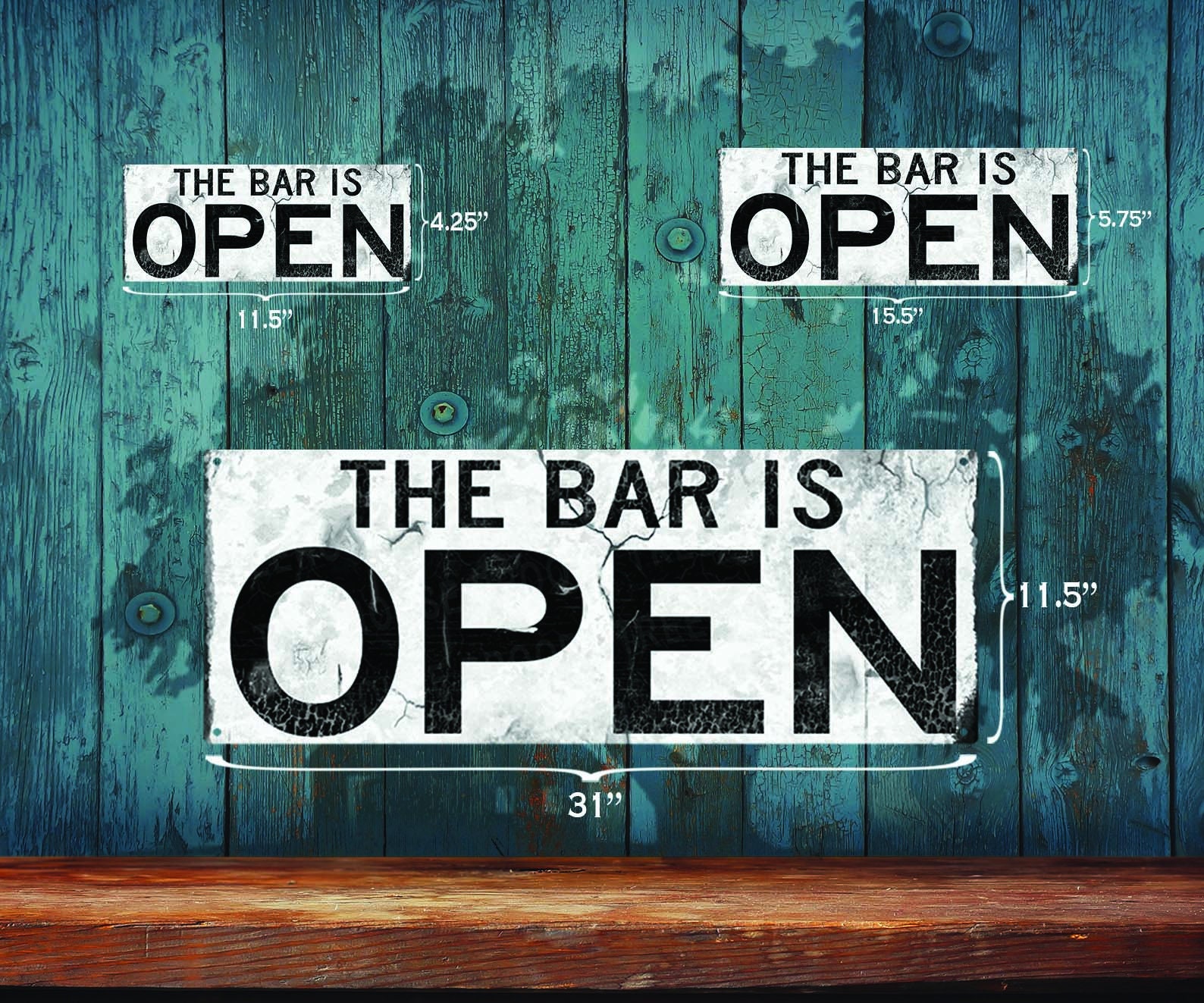 The Bar is Open Rustic Looking Aluminum White Metal Sign - Etsy