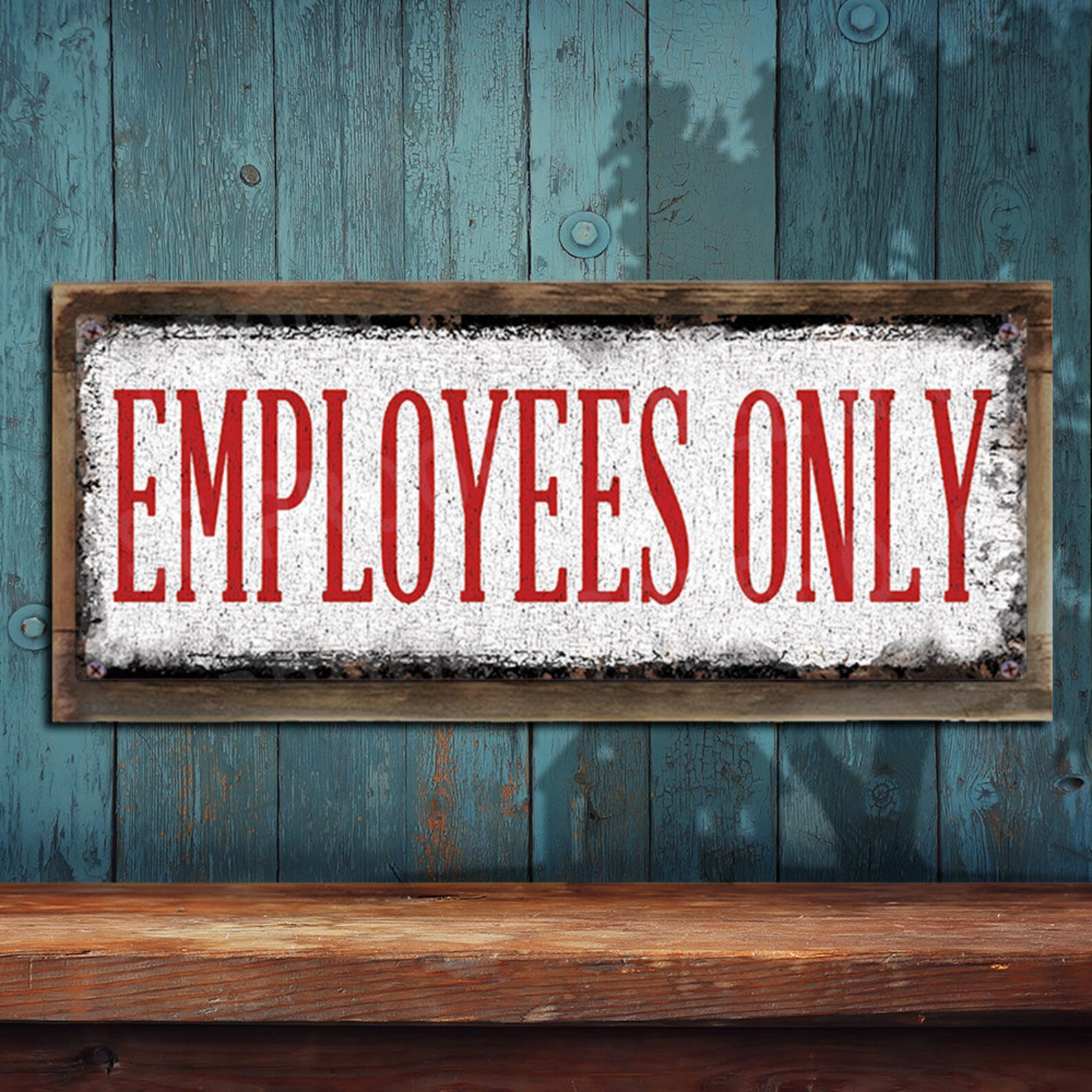 Employees Only - Metal Sign - Red & White Rustic Looking Aluminum ...