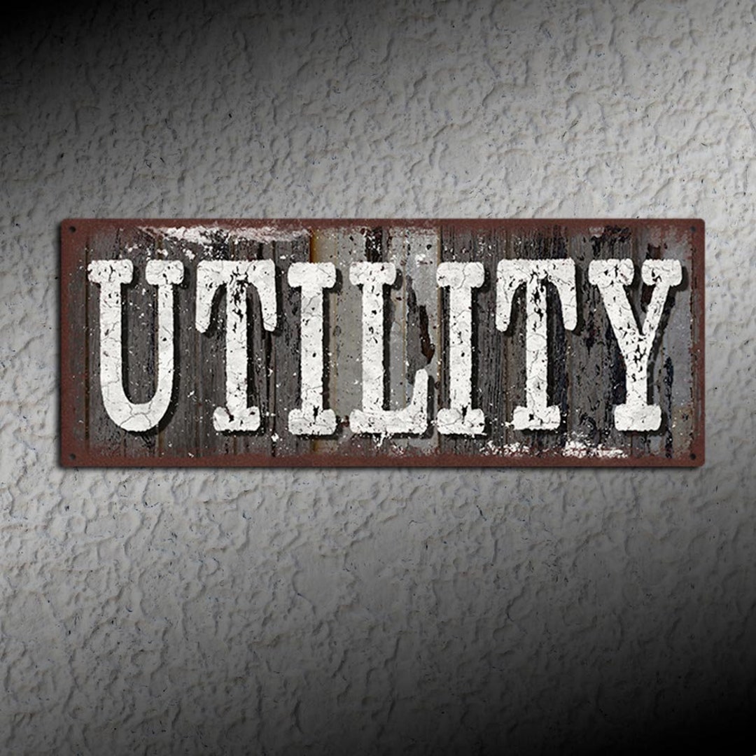 Utility Room Sign - Rustic Wood Look Aluminum Sign - Customizable ...