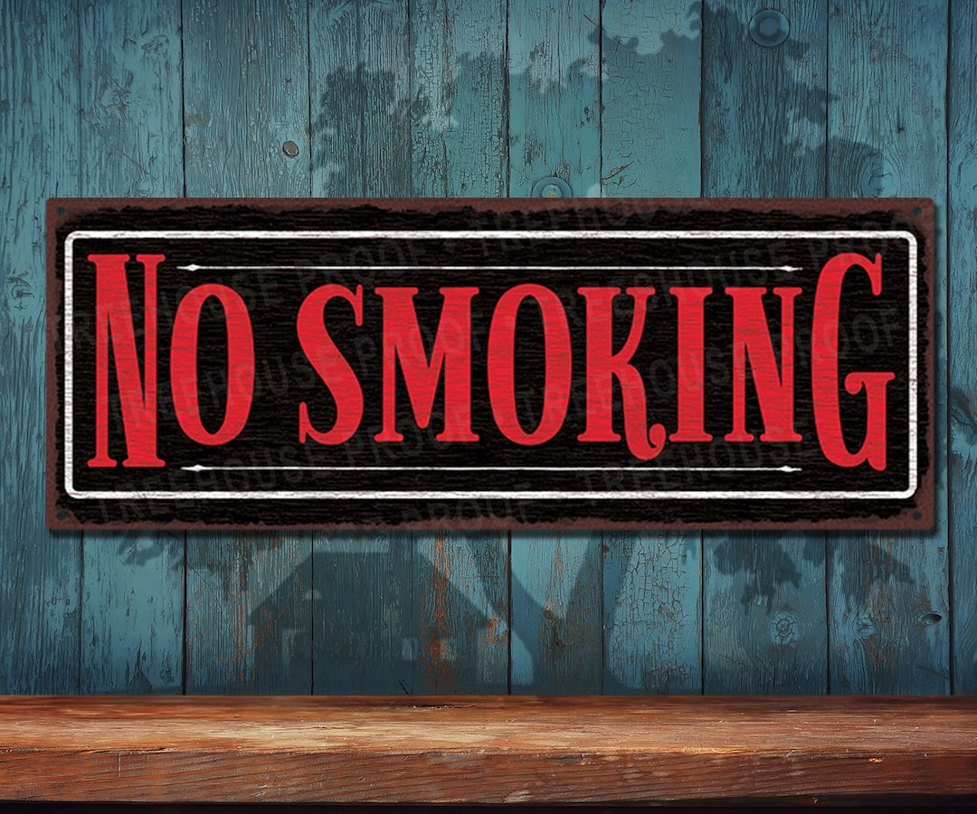No Smoking Metal Sign • Black & Red Rustic Looking Aluminum Sign ...
