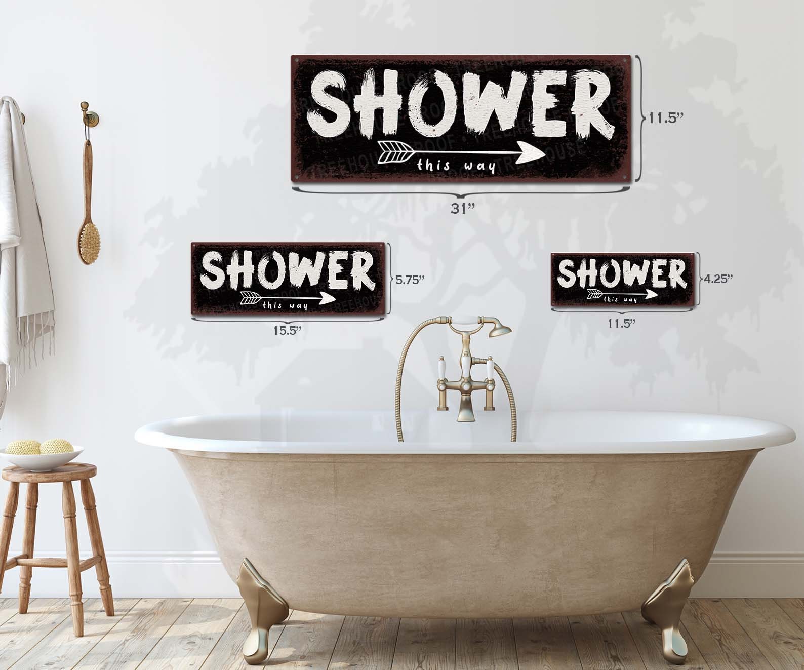 Shower This Way Metal Sign- Arrow Pointing Right - Rustic Looking ...
