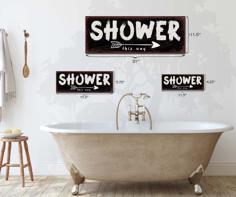 Shower This Way Metal Sign- Arrow Pointing Right - Rustic Looking ...