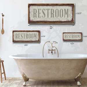 Restroom Sign Distressed White - Rustic Looking - Beautiful Color ...