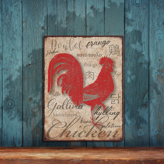 Chicken Sign Red Kitchen Decor Rustic Looking Metal Sign - Etsy