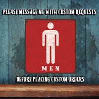 Restroom Sign With Left Ot Right Finger Pointing Down, Custom Made ...