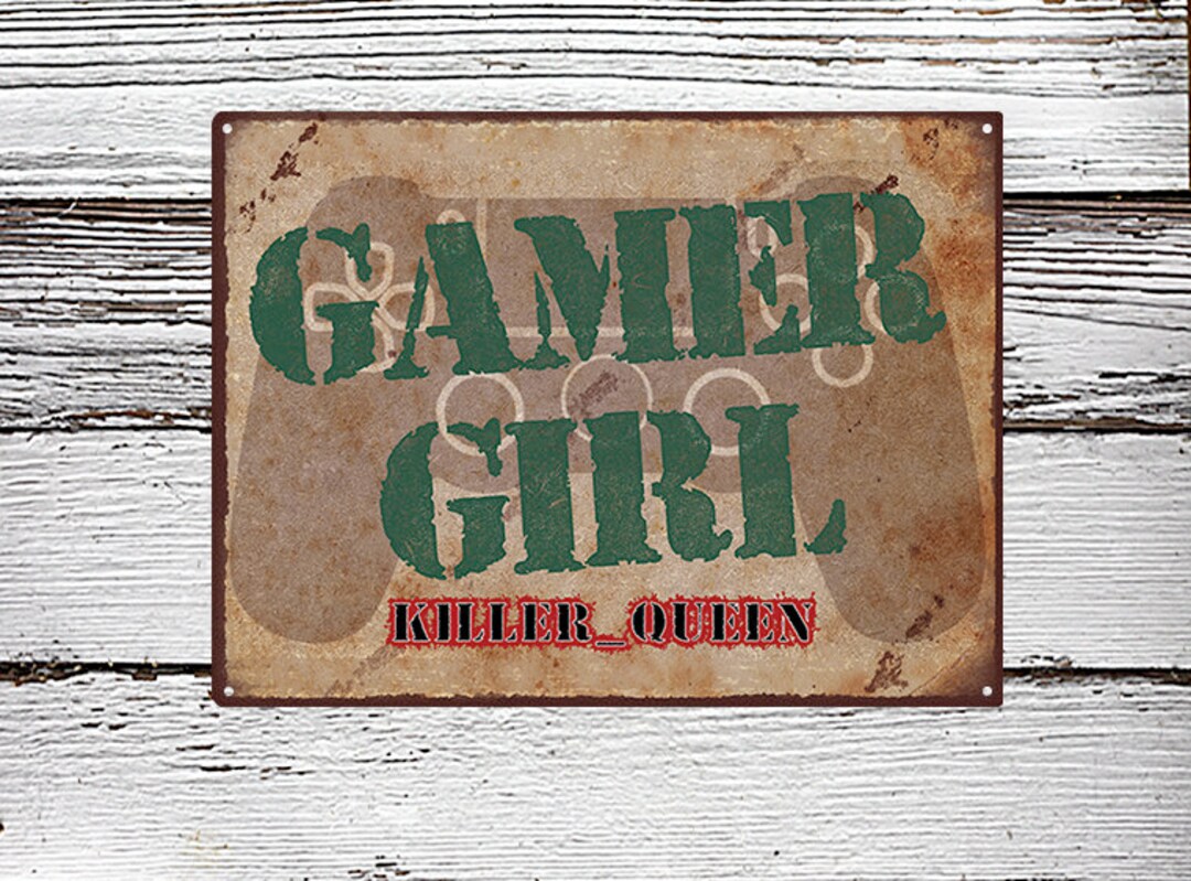 Gamer Girl With Personalized Gamer Tag Metal Sign: Controller Rustic ...