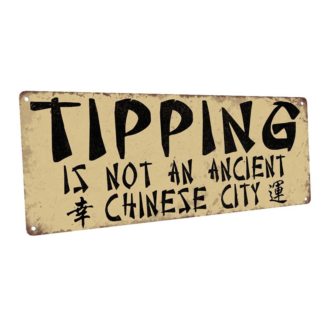 Tipping Sign - Rustic Looking Aluminum Sign - Customizable - Color ...