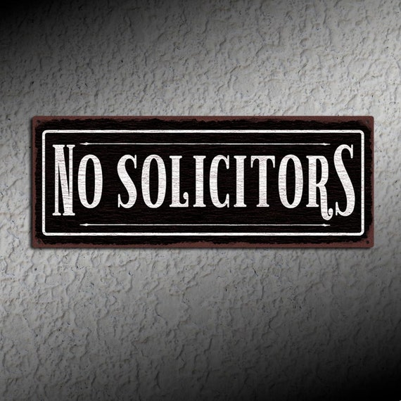 No Solicitors Black & White Rustic Looking Aluminum Sign - Etsy