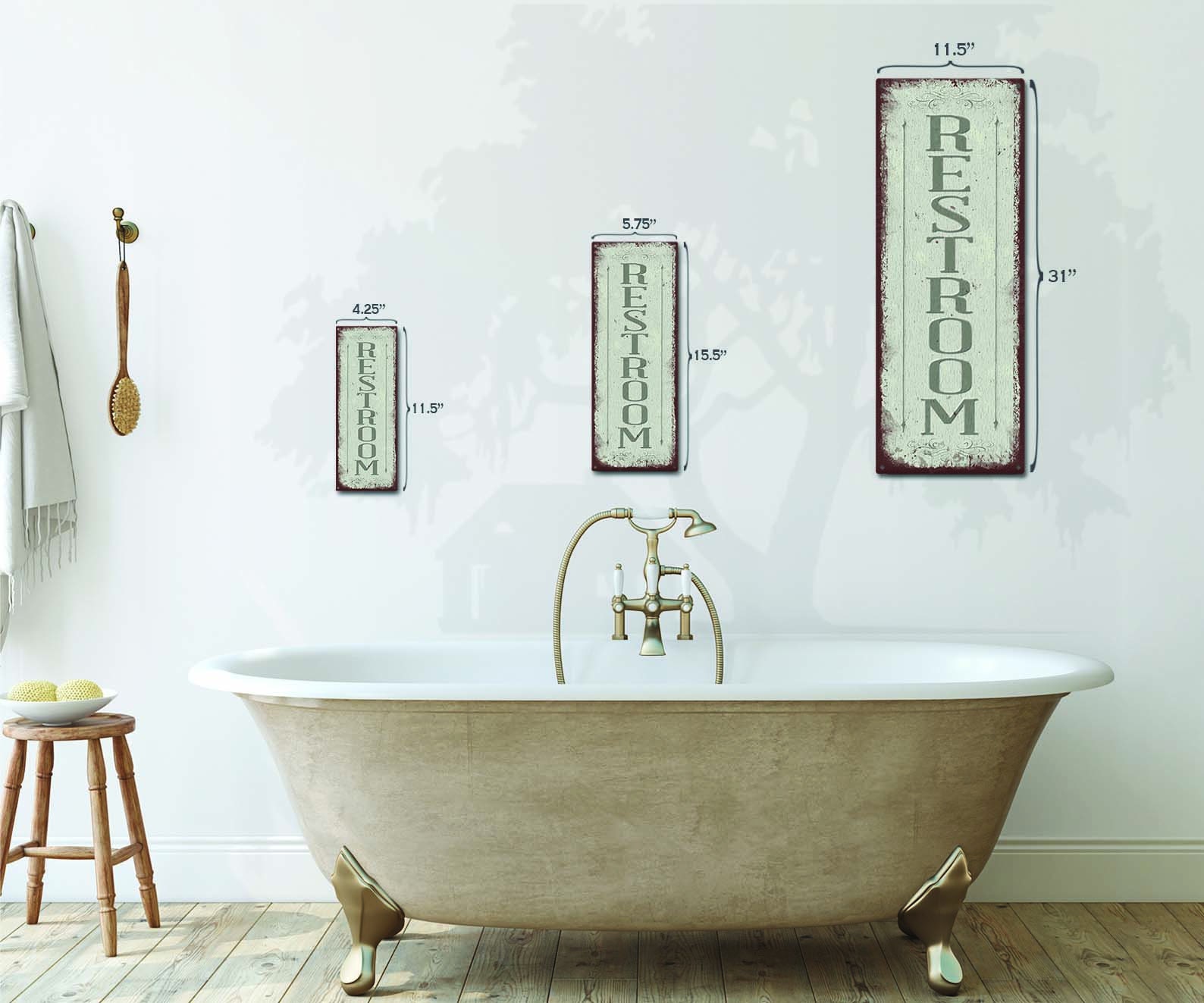 Restroom Sign Vertical Antique White Rustic Looking Aluminum - Etsy