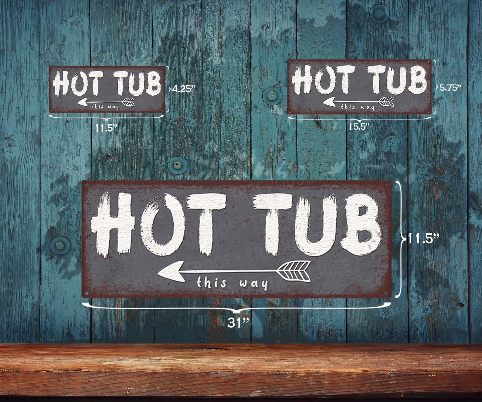 Hot Tub This Way With Arrow Pointing Left Rustic Looking - Etsy