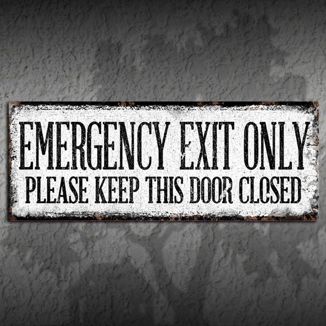 Distressed Emergency Exit Sign Black & White • Rustic Looking ...