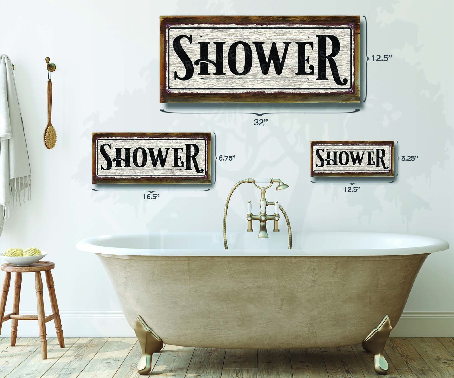 Shower Sign Distressed White Rustic Looking Aluminum Sign - Etsy