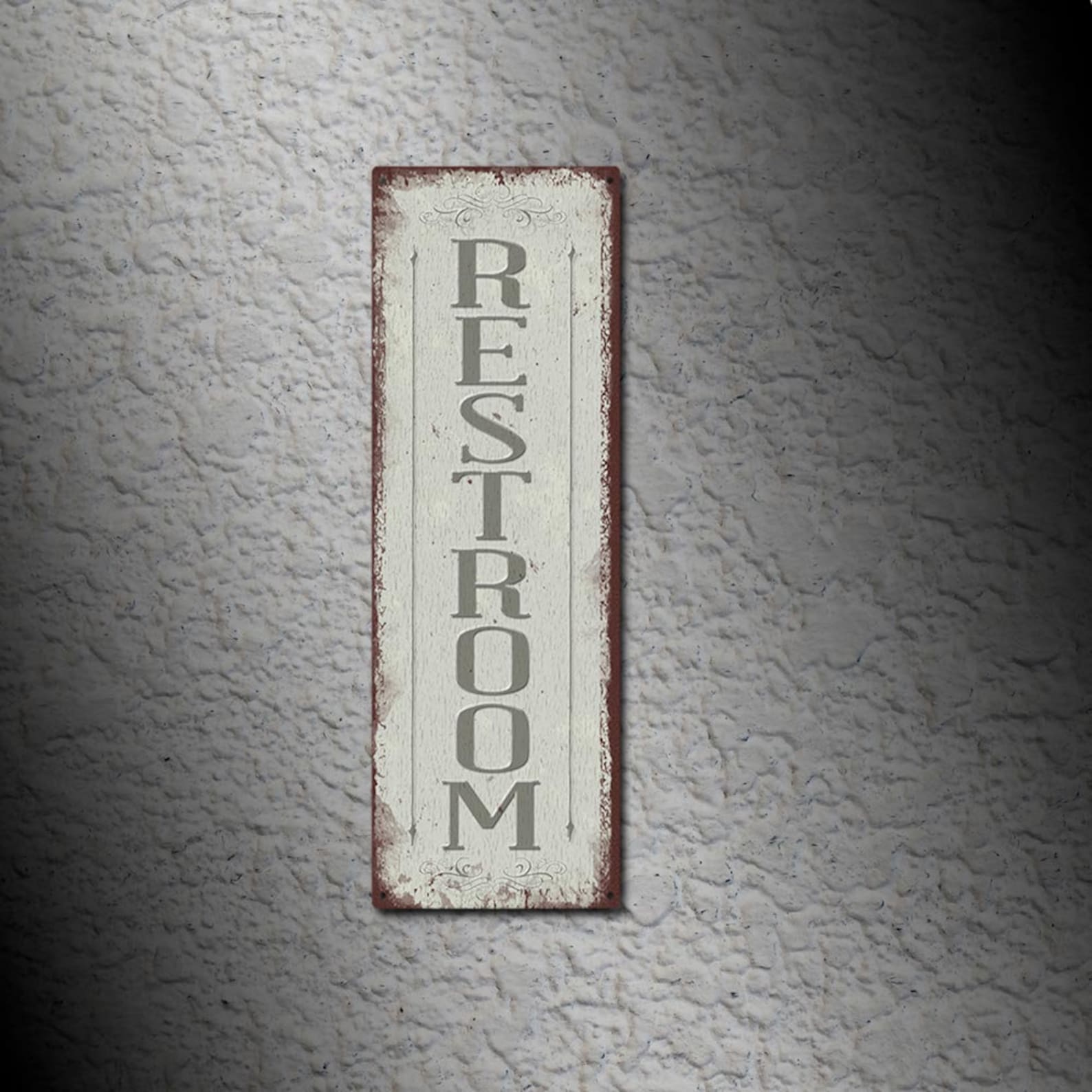 Rustic Antique White - Vertical Restroom Aluminum Sign • THC2207-A - Etsy