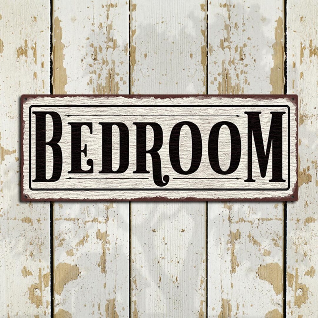 Bedroom Sign • White Rustic Looking Aluminum Sign - Customizable ...