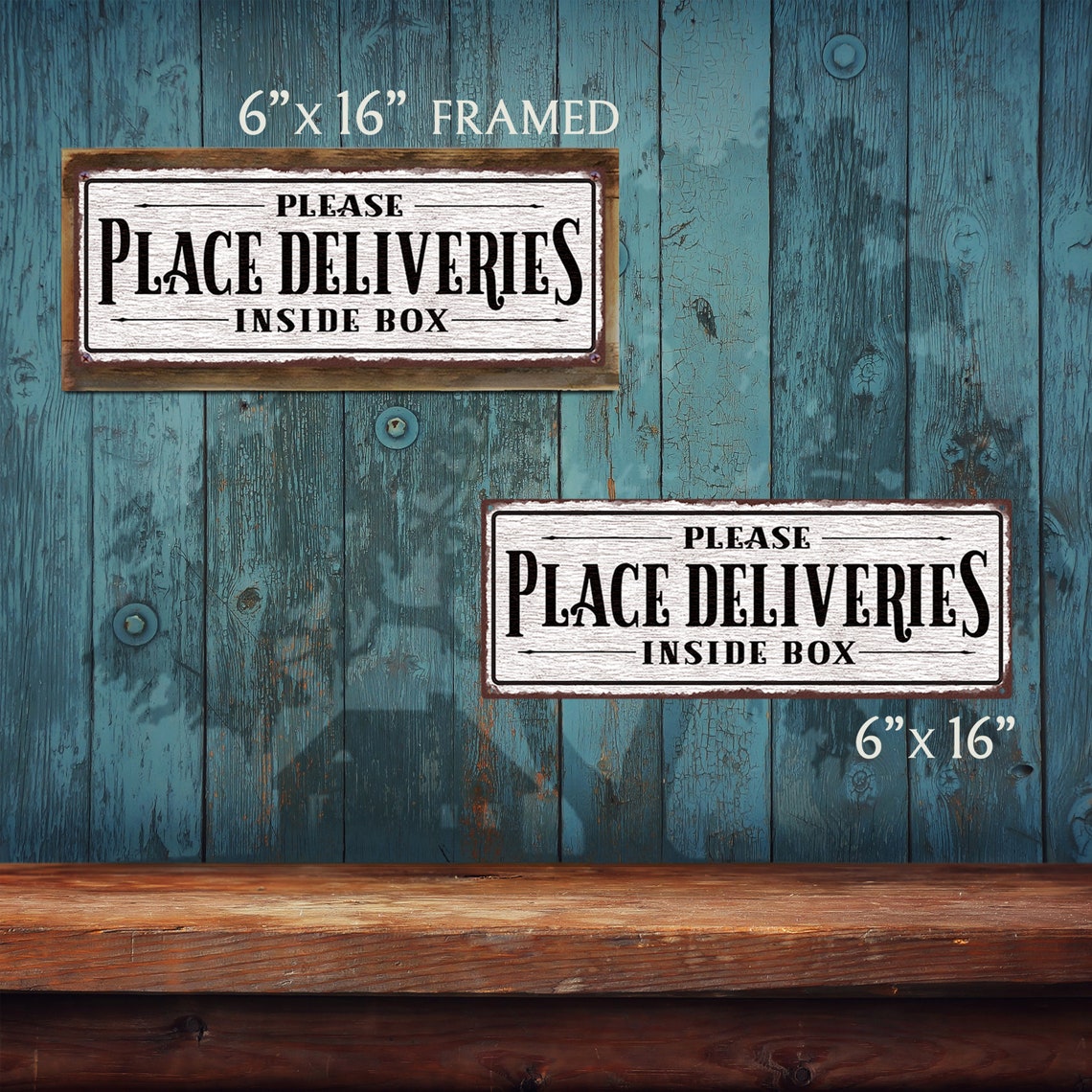Place Deliveries Inside Box Metal Sign White Vintage Looking - Etsy