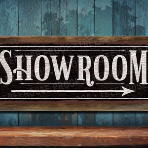 Showroom Sign Right Arrow • Black Rustic Looking Aluminum Sign ...