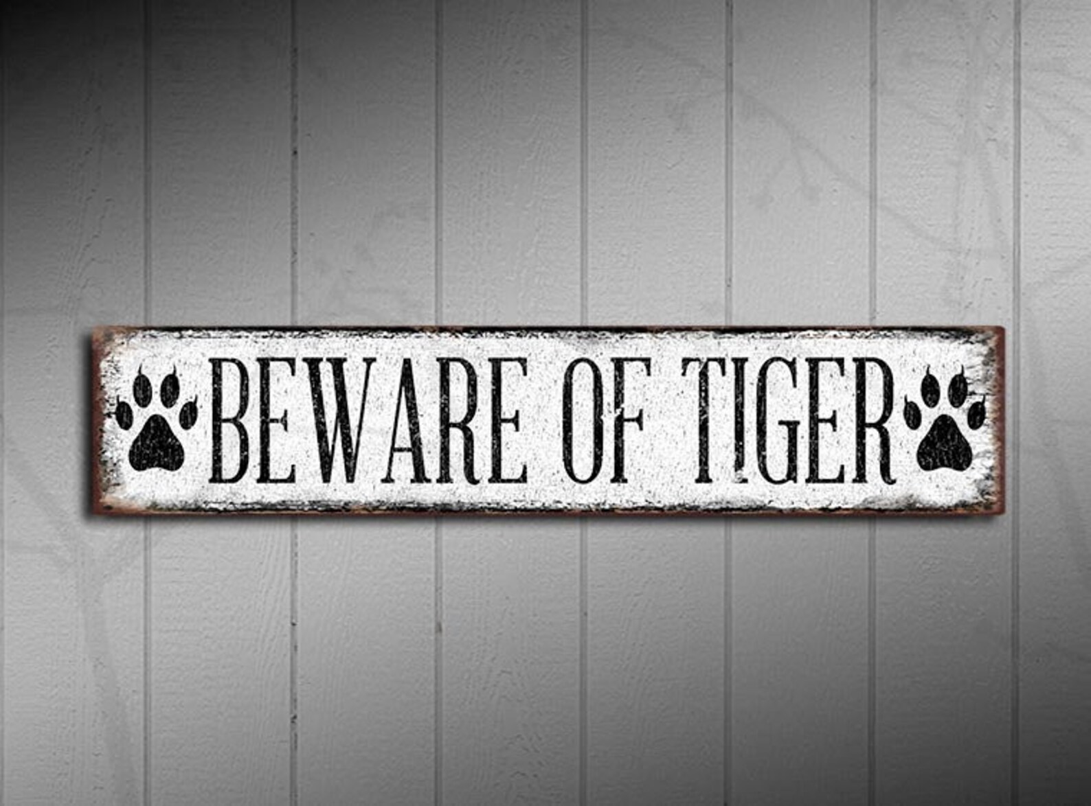 24"x5" CUSTOM THC6147 Beware_of_tiger - Art Charge Included - THC6147 ...