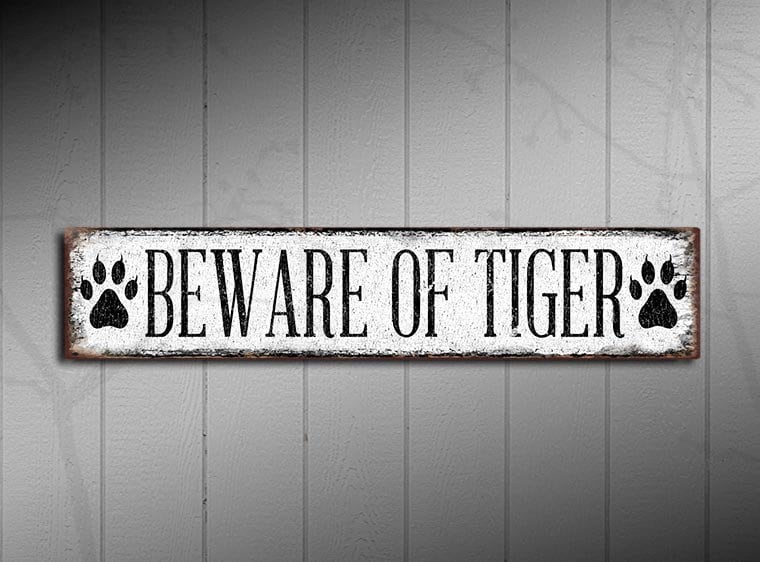 24"x5" CUSTOM THC6147 Beware_of_tiger - Art Charge Included - THC6147 ...