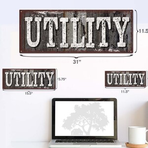 Utility Room Sign - Rustic Wood Look Aluminum Sign - Customizable ...