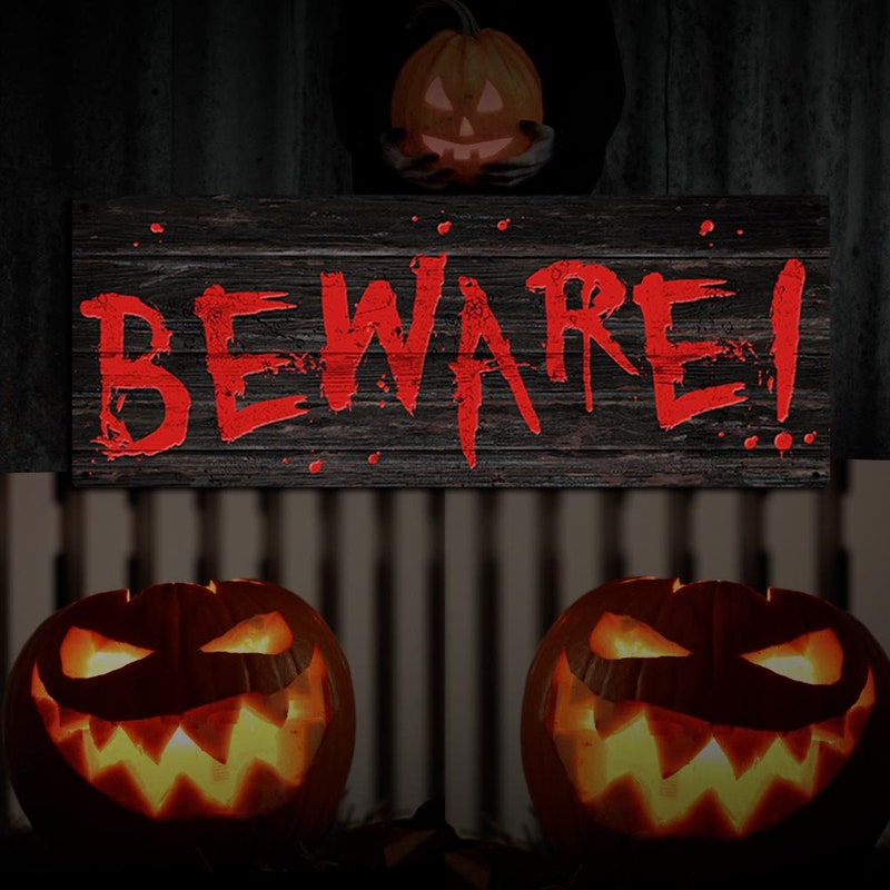 Halloween Beware Sign - Etsy