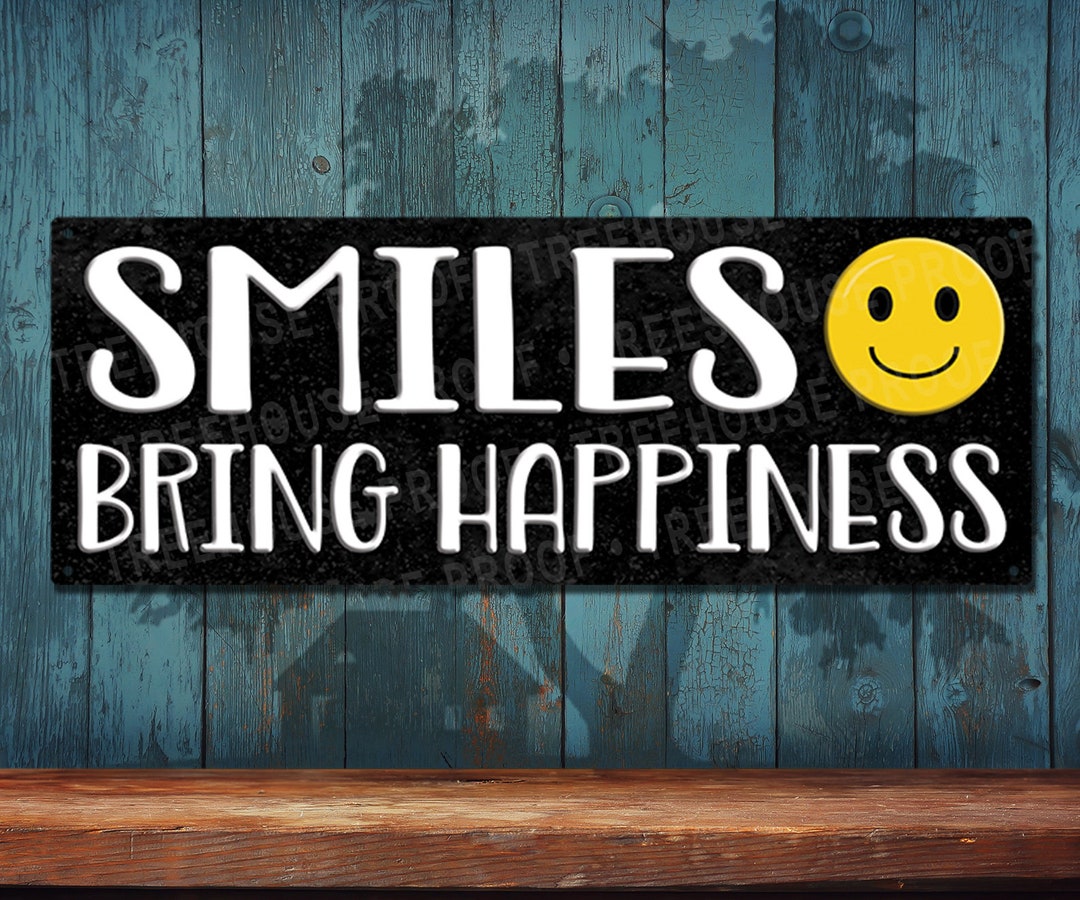 Smiles Bring Happiness - Smiley Face Emoji - Rustic Looking Aluminum ...