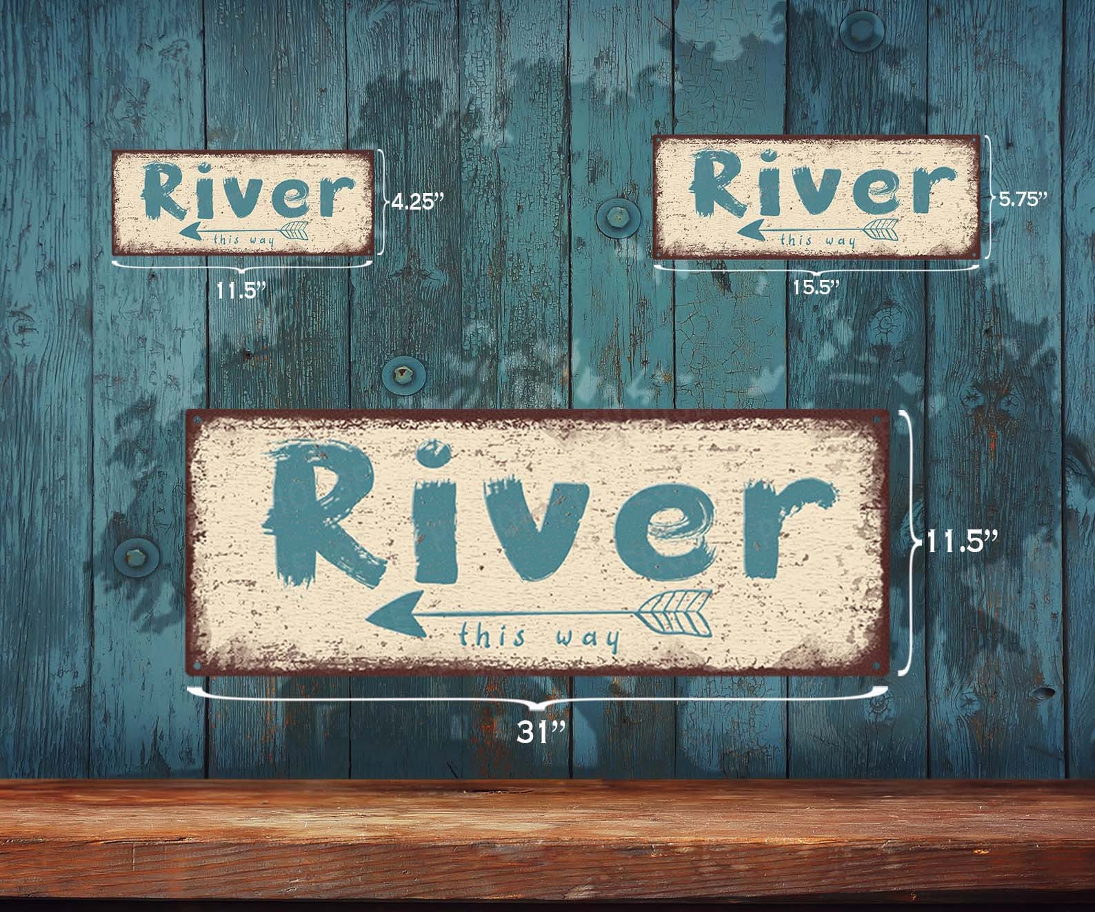 River This Way Antique White Metal Sign Left Facing Arrow - Etsy